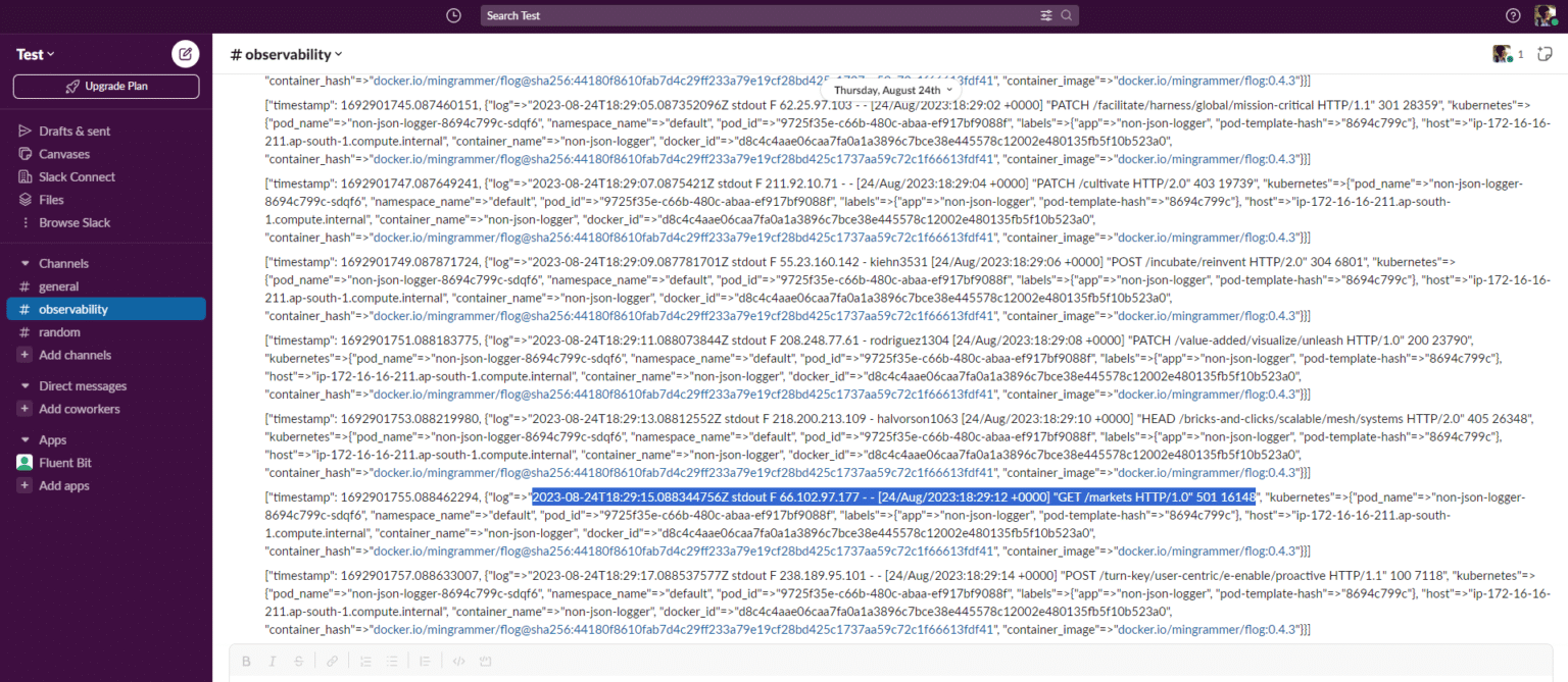 structured logging using Fluent Bit