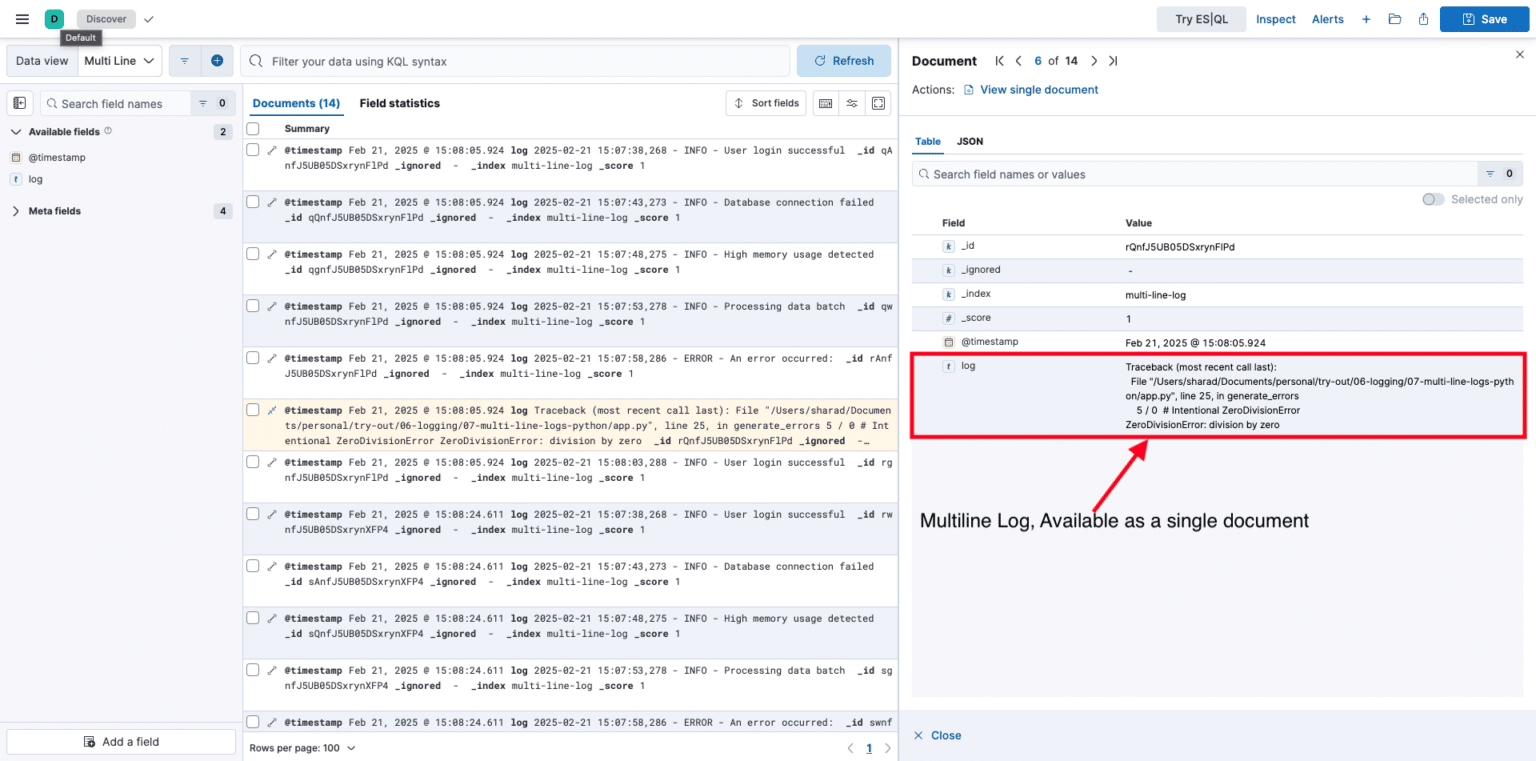 Multi-line logs with OTel collector - Java